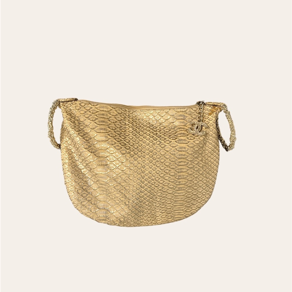 Chanel Limited Edition Beige Gold Metallic Python Hob… - Gem